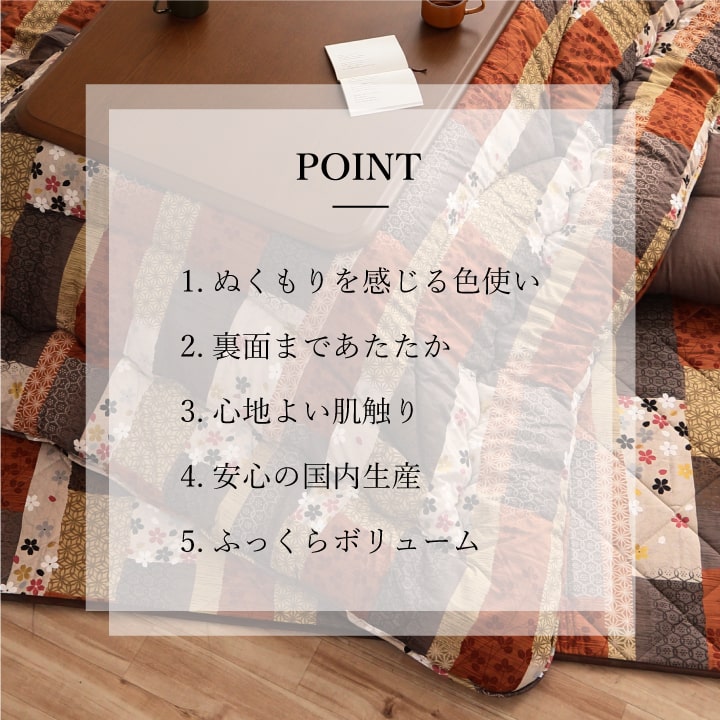 日本製 こたつ布団 こたつ厚掛敷 セット 和柄 正方形 約 205×205cm
